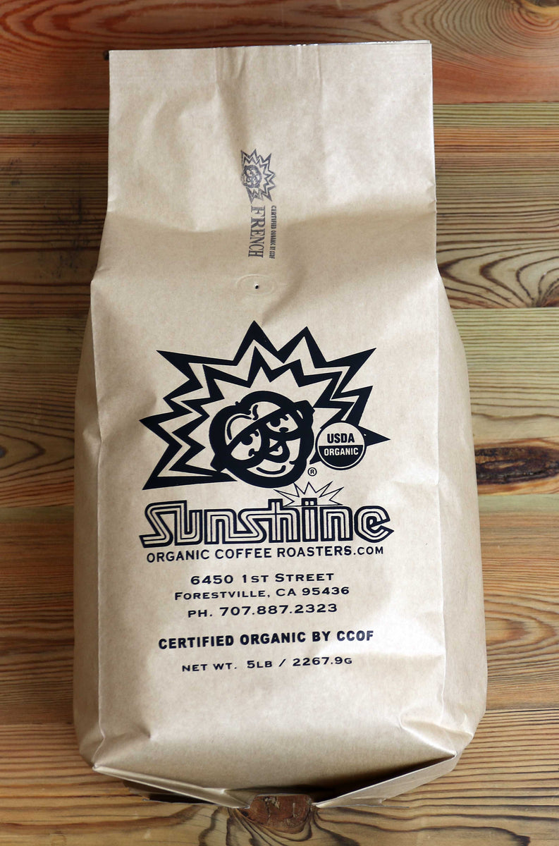 5lb Sunshine Organic Coffee Roasters French Roast Whole Bean